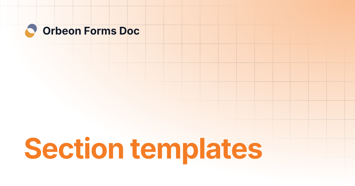 Section templates | Orbeon Forms